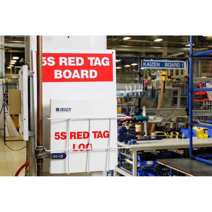 5S Red Tag Log Binder, 11" H x 2" D, Red on White – Taylor Visuals