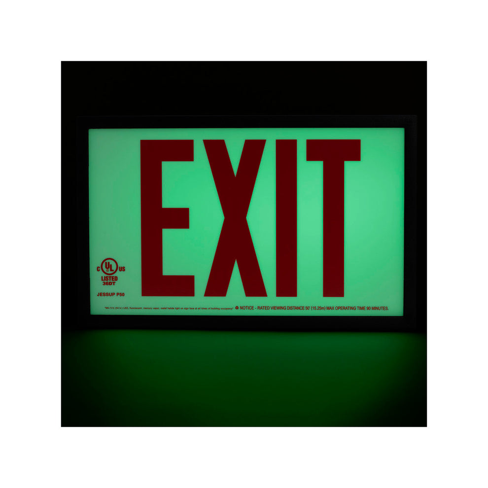 Photoluminescent Exit Sign with Plastic Frame 7.5x13 Single-sided White ...