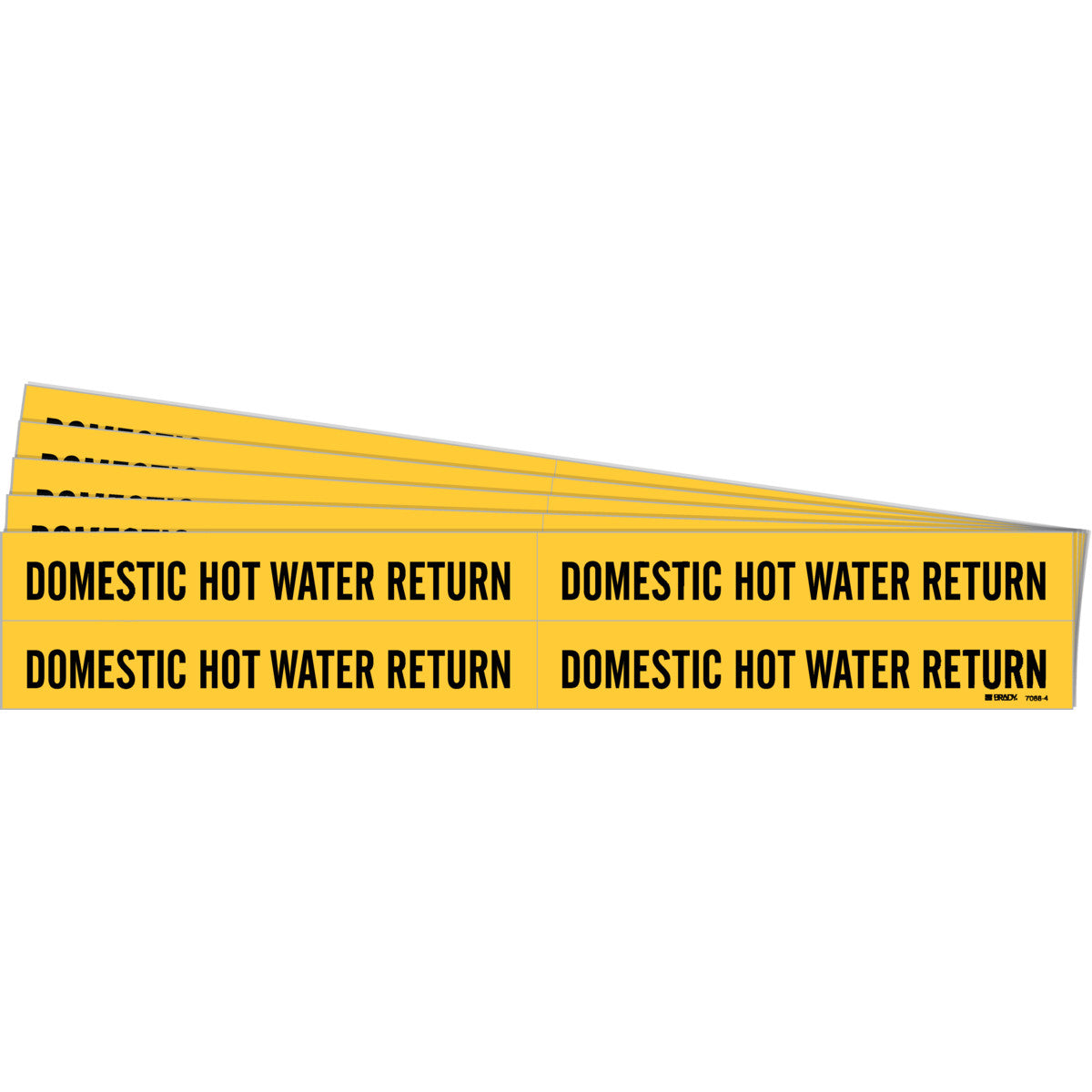 DOMESTIC HOT WATER RETURN Pipe Marker Style 4 Black on Yellow 4 per ...