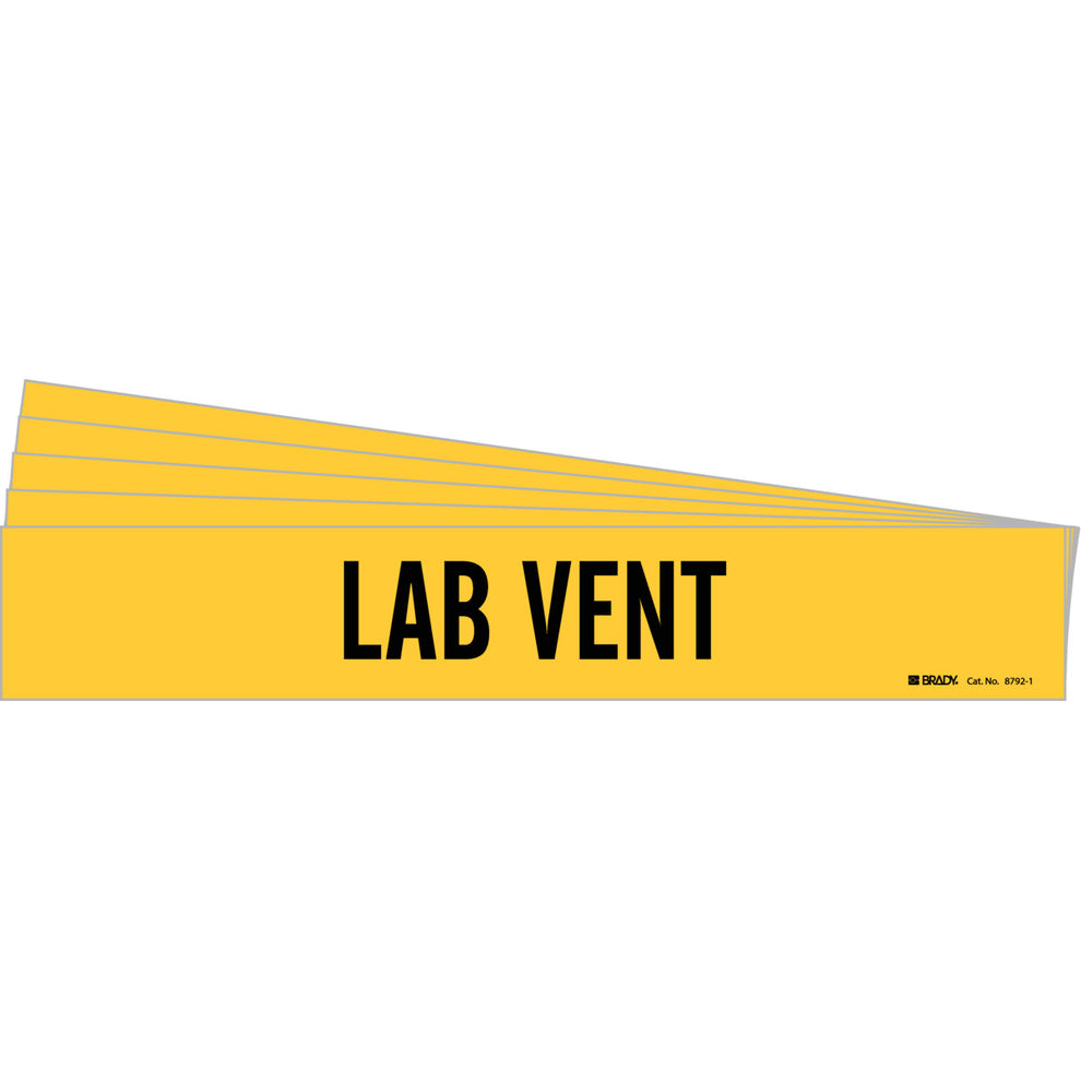 LAB VENT Pipe Marker Style 1 Black on Yellow 1 per Card, 5 PK – Taylor Visuals