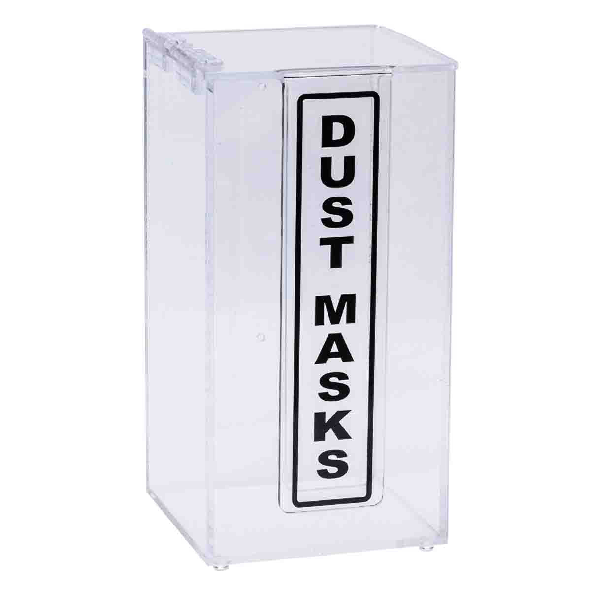 Dust Mask Dispenser, 12.5" H x 6.0" W x 6.0" D, Black/White on Clear ...